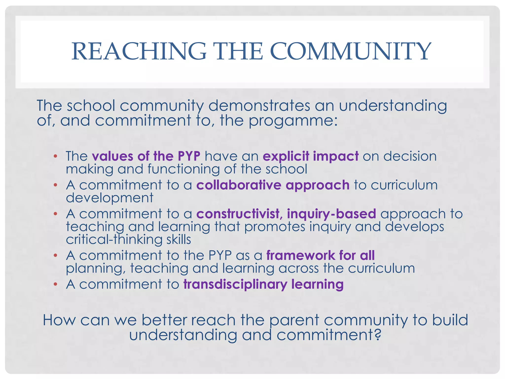 PYP self-study - purpose and results | PPTX