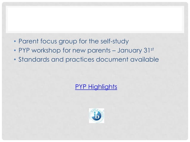 PYP self-study - purpose and results | PPT