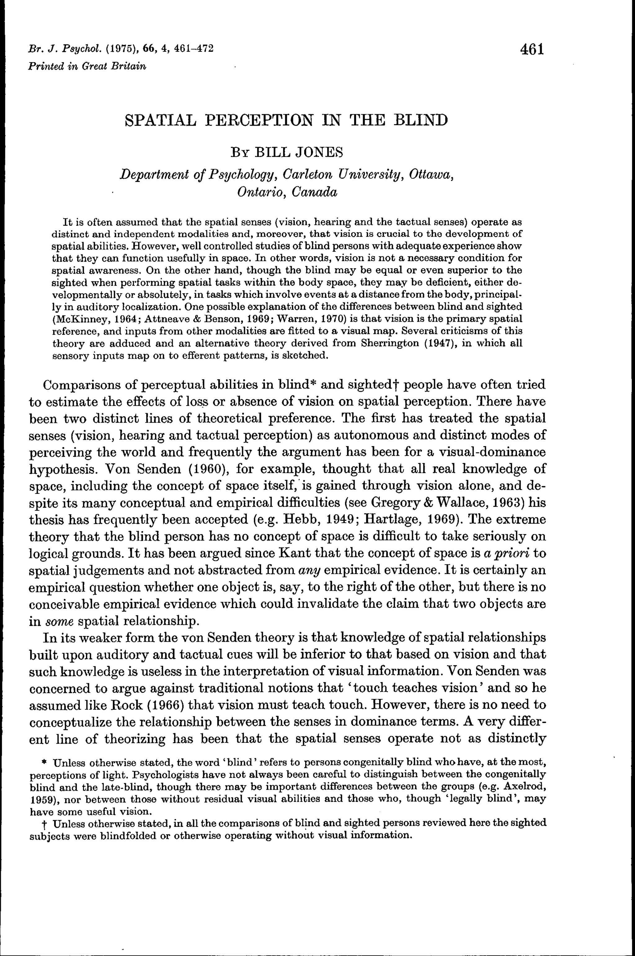 Espatial perception in the blind | PDF Espatial perception in the blind | PDF