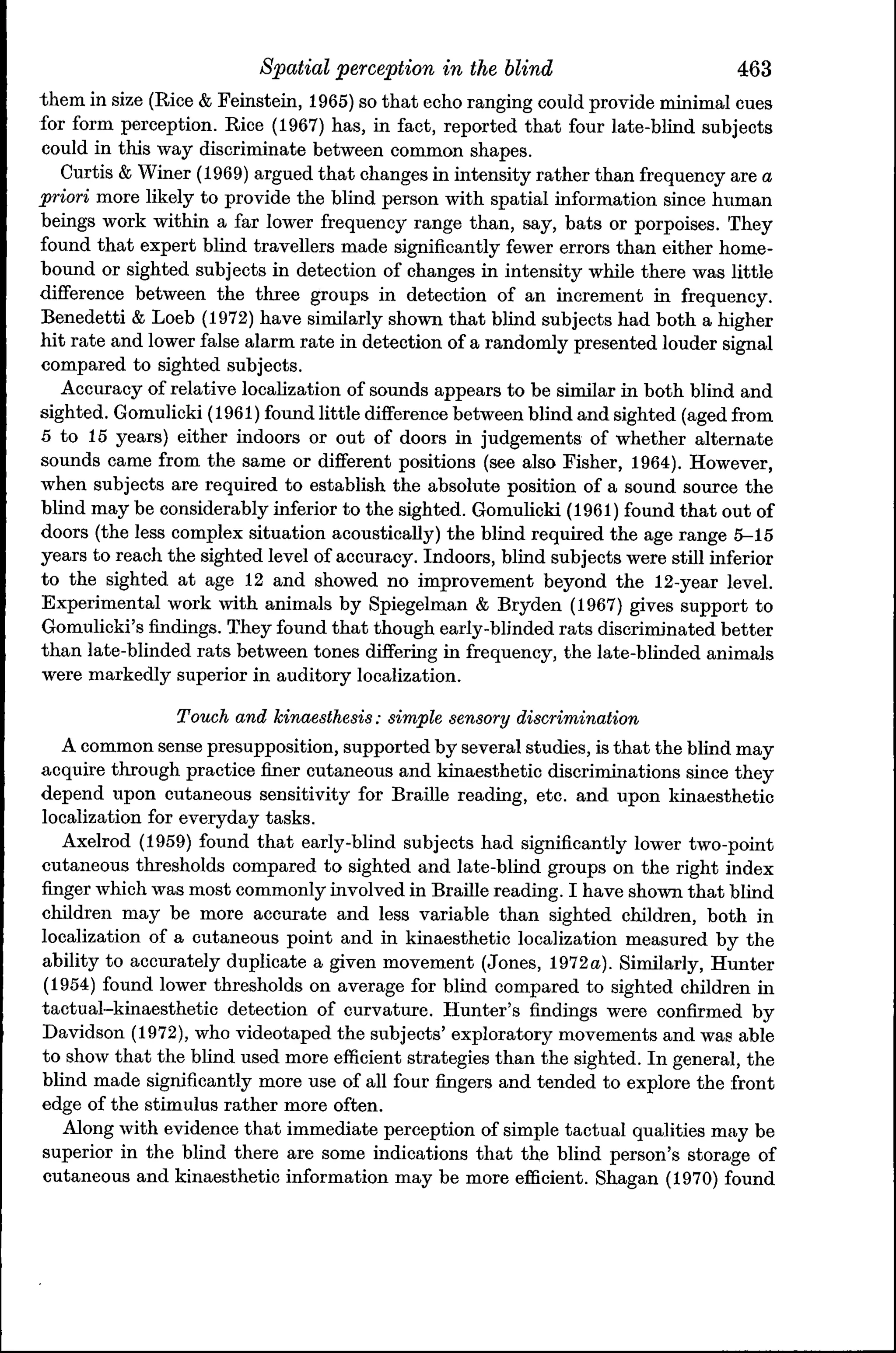 Espatial perception in the blind | PDF