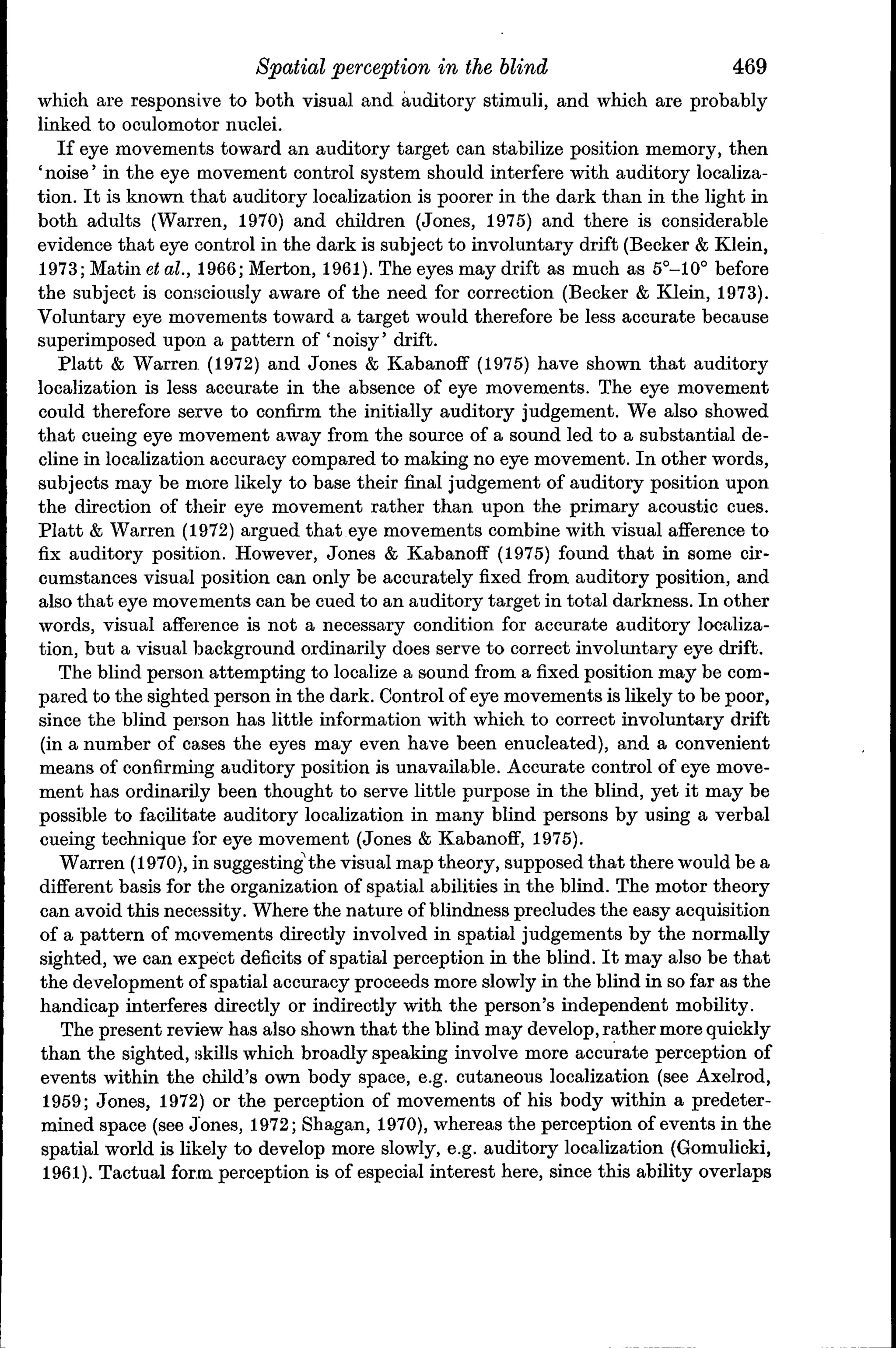 Espatial perception in the blind | PDF