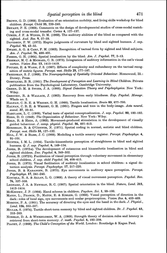 Espatial perception in the blind | PDF