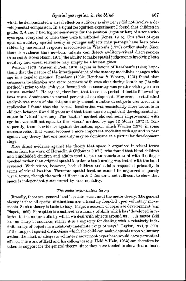 Espatial perception in the blind | PDF