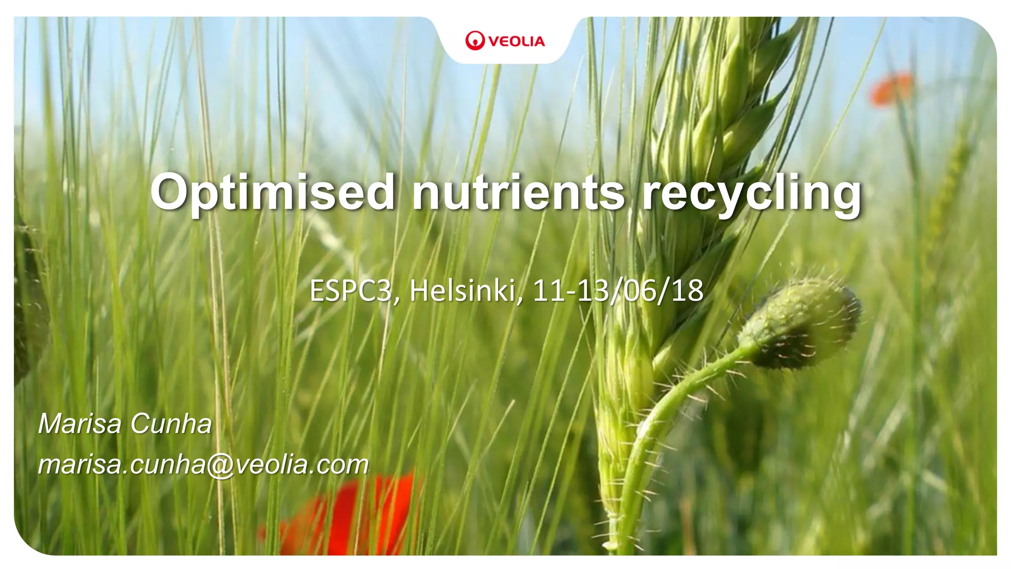 ESPC3 - Marisa Cunha – Veolia - Optimised nutrients recycling | PPT