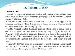ESP Course 1 origin of english for specific.pptx | Education
