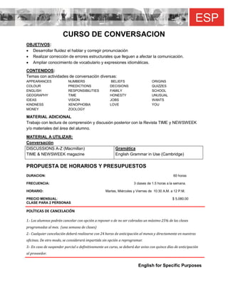 Esp curso de conversación en inglés | PDF