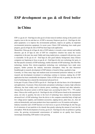 ESP development on gas & oil fired boiler in China | DOC