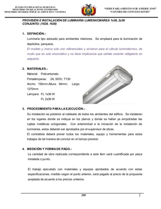 Especificaciones tecnicas instalacion electrica unasur | PDF