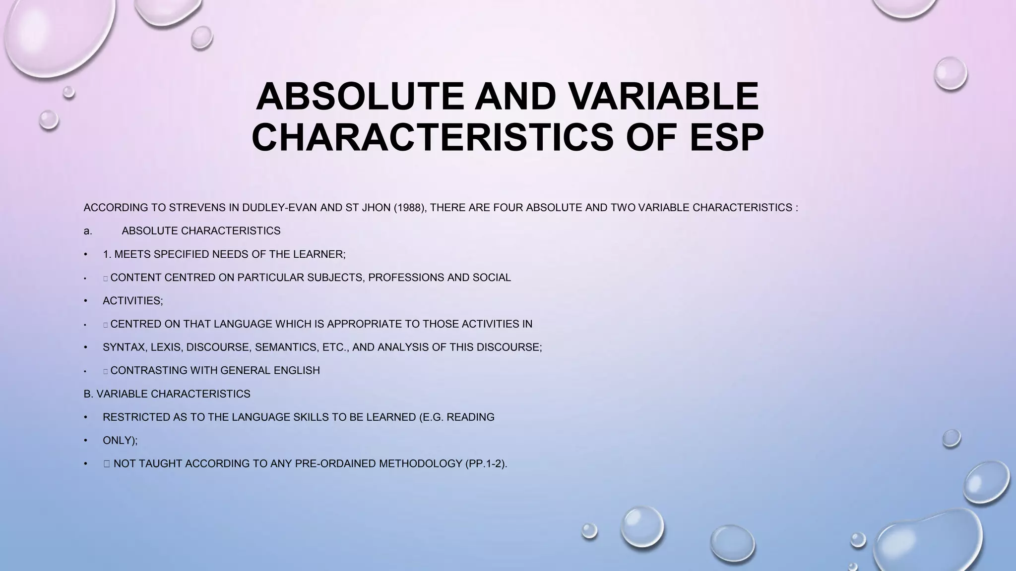Esp (english for specific purposes) | PPTX
