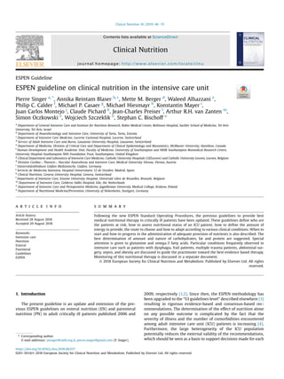 Espen guideline on-clinical-nutrition-in-the-intensive-care-unit | PDF