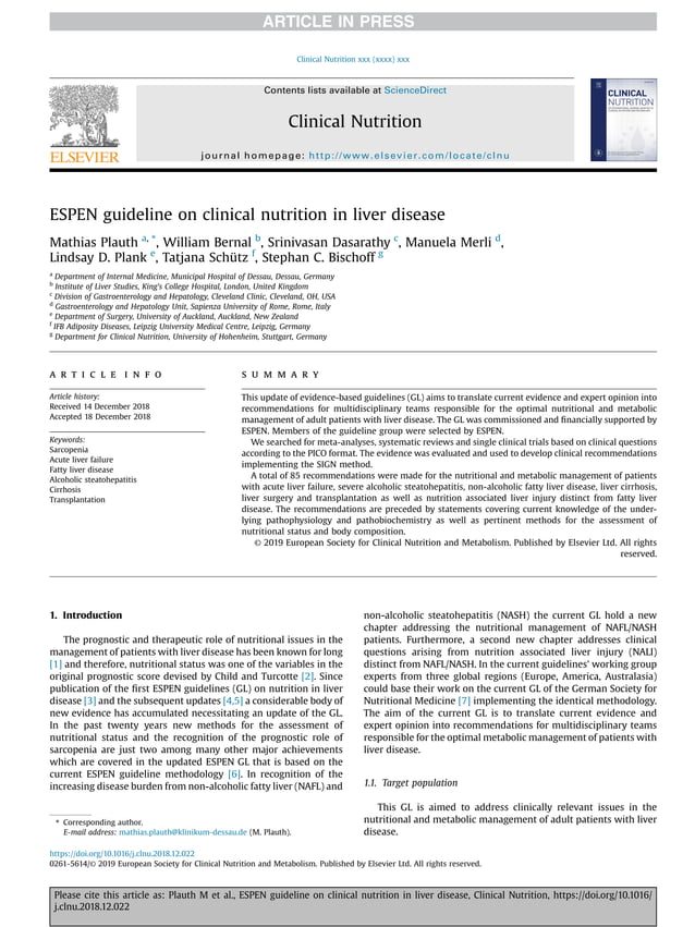Espen guideline on_clinical_nutrition_in | PDF