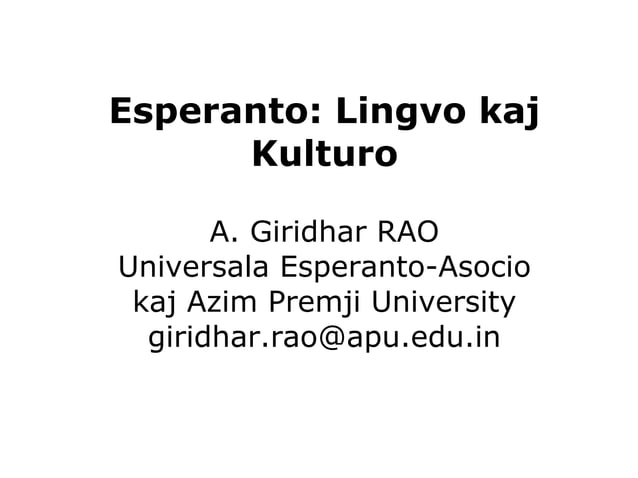 Esperanto: Language and Culture | ODP