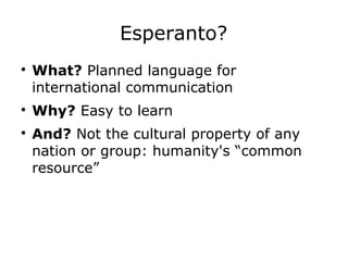 Esperanto: Language and Culture | ODP
