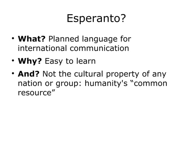 Esperanto: Language and Culture | ODP