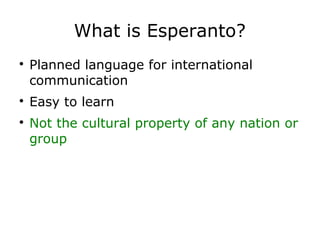 Esperanto: Language and Culture | ODP