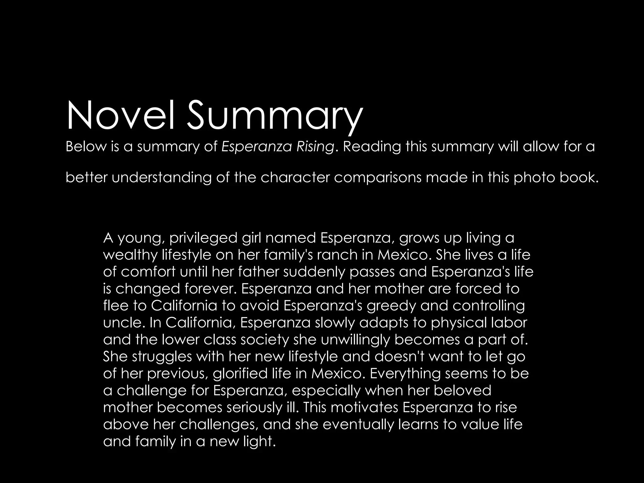 Esperanza Rising Photo Project | PPT