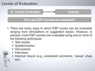Evaluation in ESP | PPTX