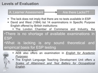 Evaluation in ESP | PPTX