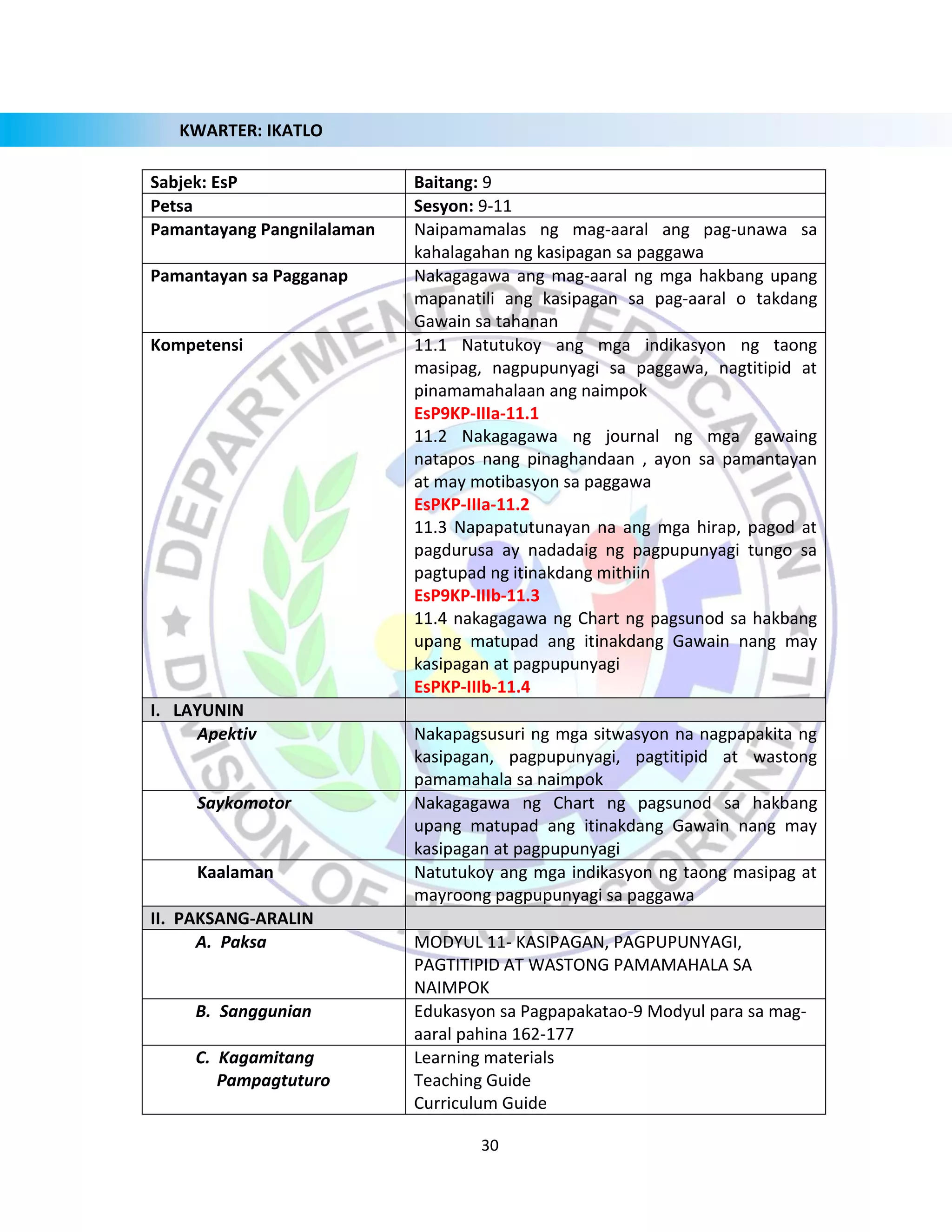 Es p grade 9 3rd quarter | PDF