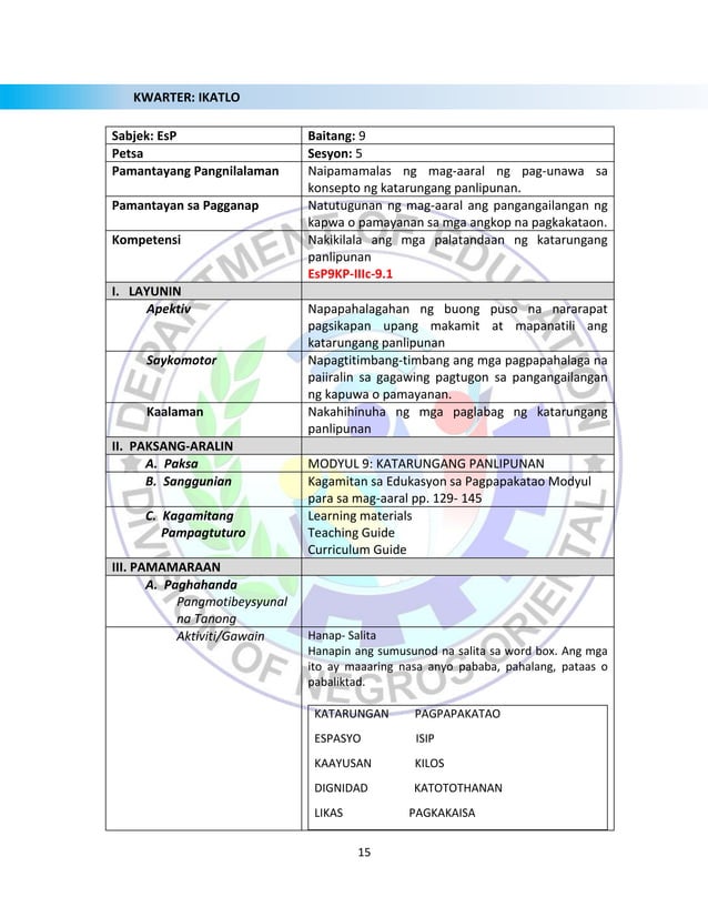 Es p grade 9 3rd quarter | PDF