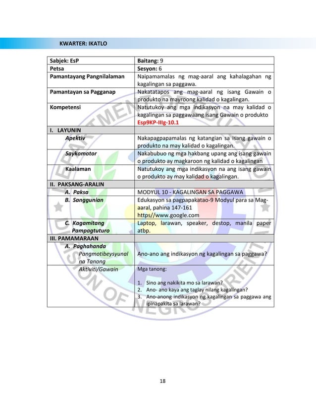 Es p grade 9 3rd quarter | PDF
