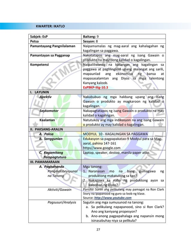 Es p grade 9 3rd quarter | PDF