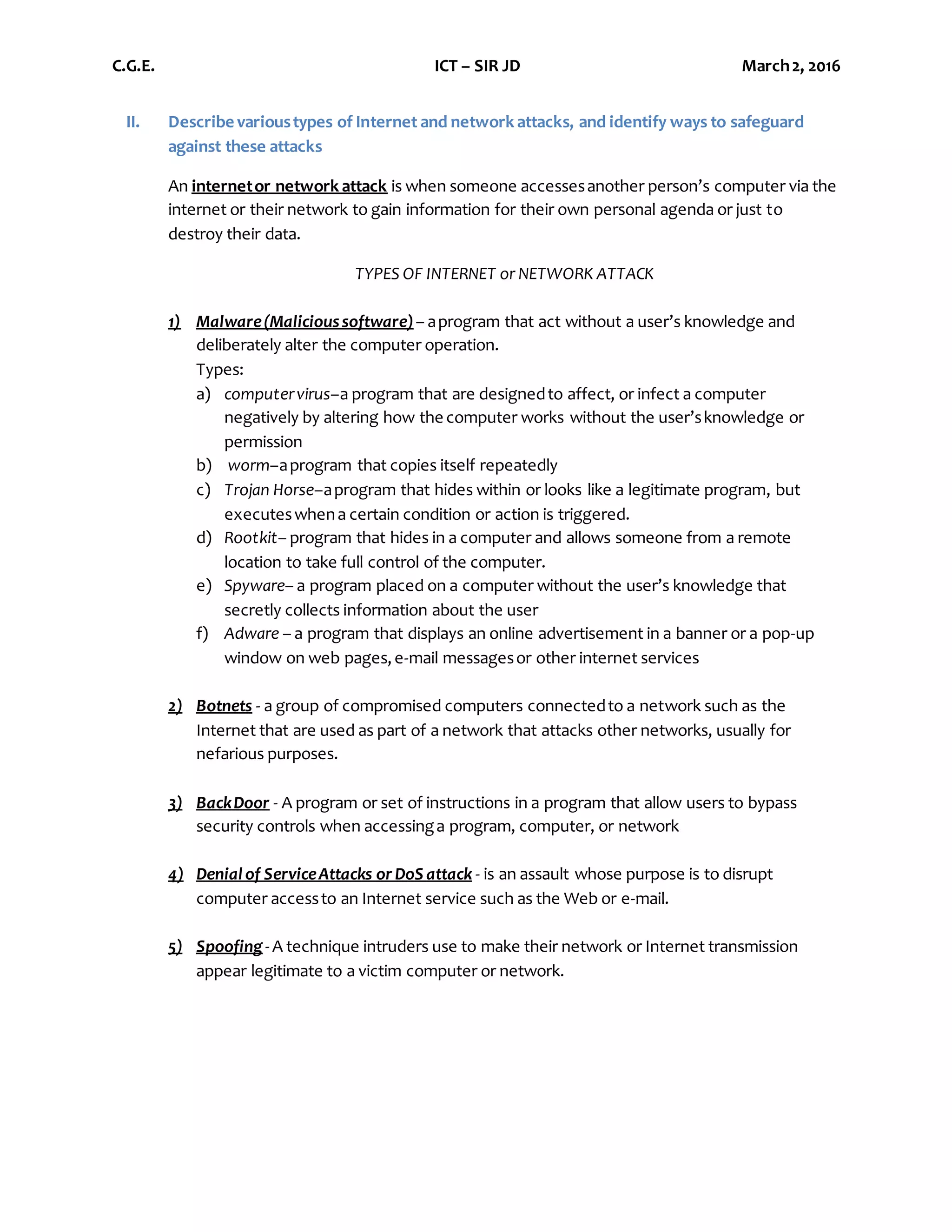 Computer security and privacy | DOCX | Internet Safety | Parenting