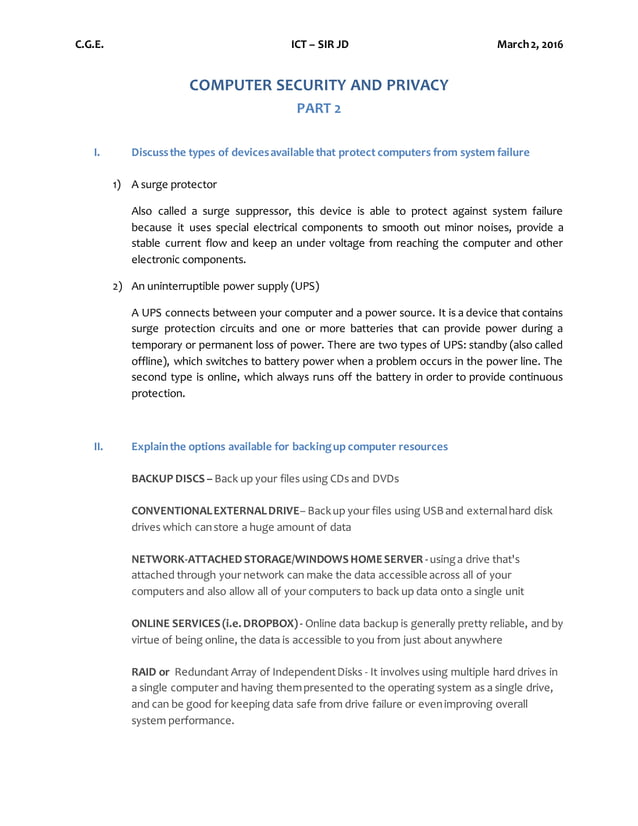 Computer security and privacy | DOCX | Internet Safety | Parenting