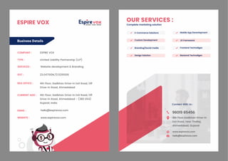 EspireVox-Profile (Ecommerce website) -Ahmedabad | PPT