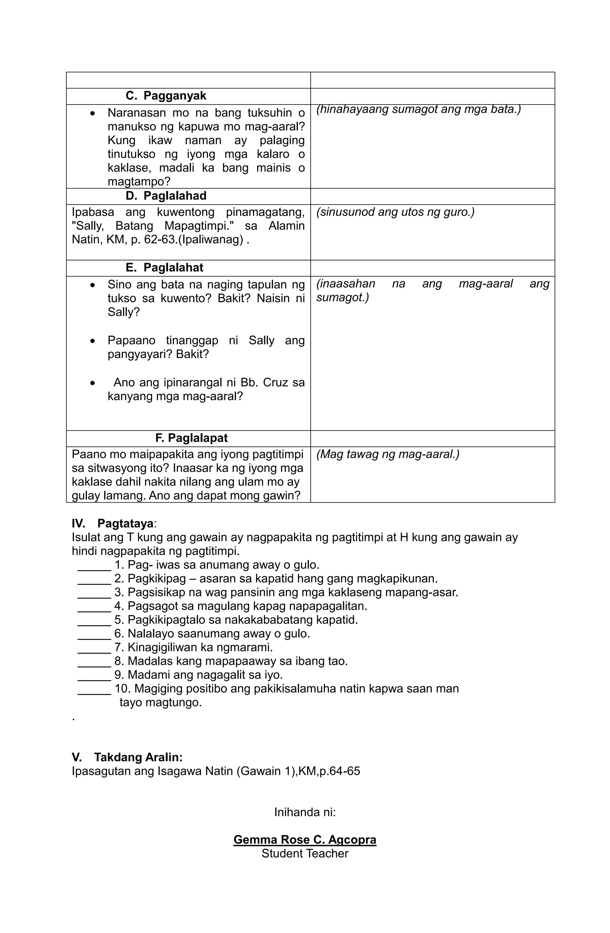EDUKASYON SA PANGPAPAKATAO DETAILED LESSON PLAN | DOCX EDUKASYON SA PANGPAPAKATAO DETAILED LESSON PLAN | DOCX