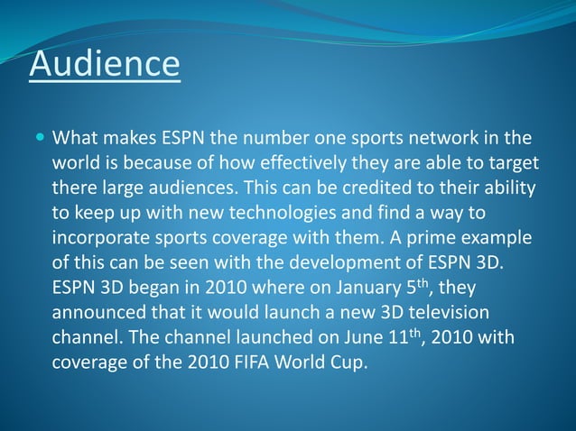 Report on ESPN TV Channel | PPT