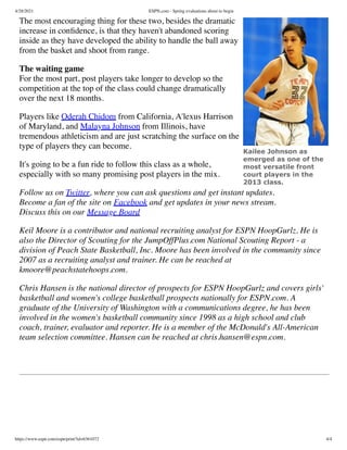 Espn.com spring evaluations about to begin | PDF
