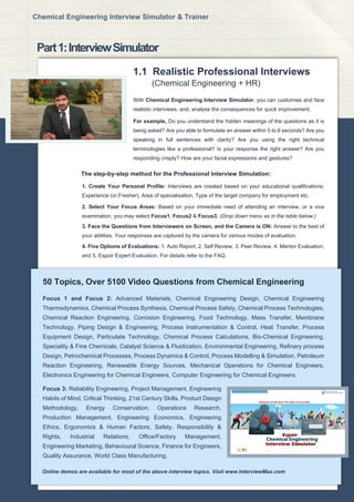 Chemical Engineering Job Interview / Viva Voce Simulator & Trainer | PDF