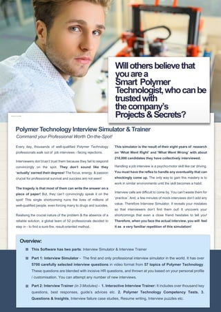 Polymer Technology Job Interview / Viva Voce Simulator & Trainer | PDF