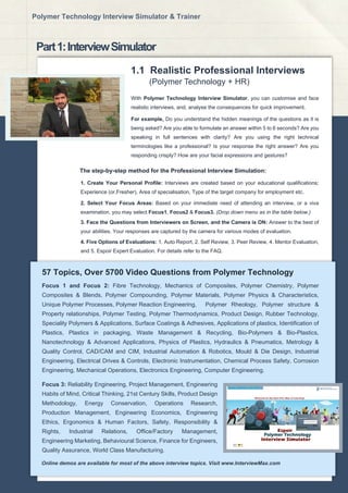 Polymer Technology Job Interview / Viva Voce Simulator & Trainer | PDF