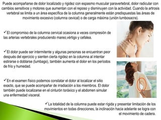 Espondiloartrosis Cervical y Lumbo-Sacra | PPT