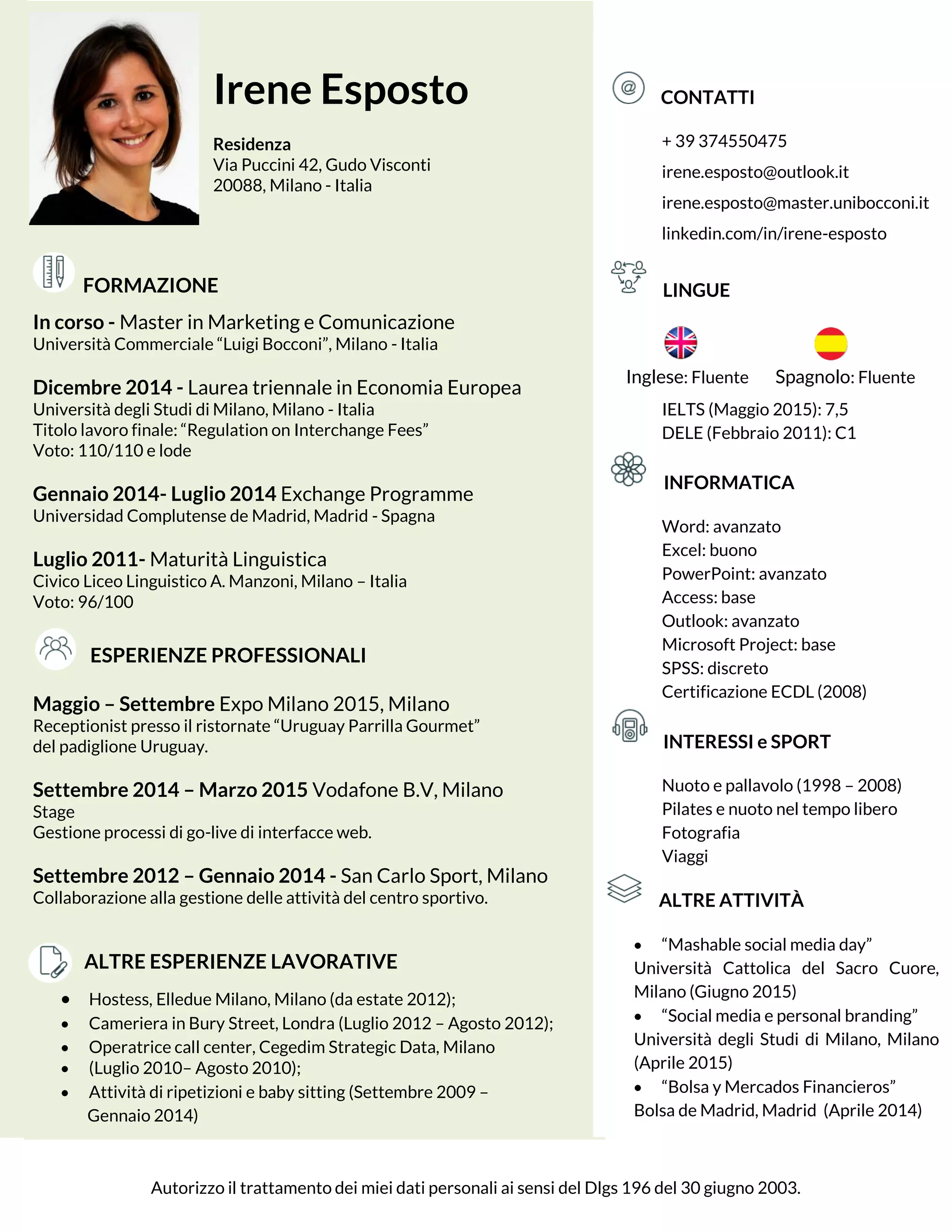 Esposto irene cv | PDF