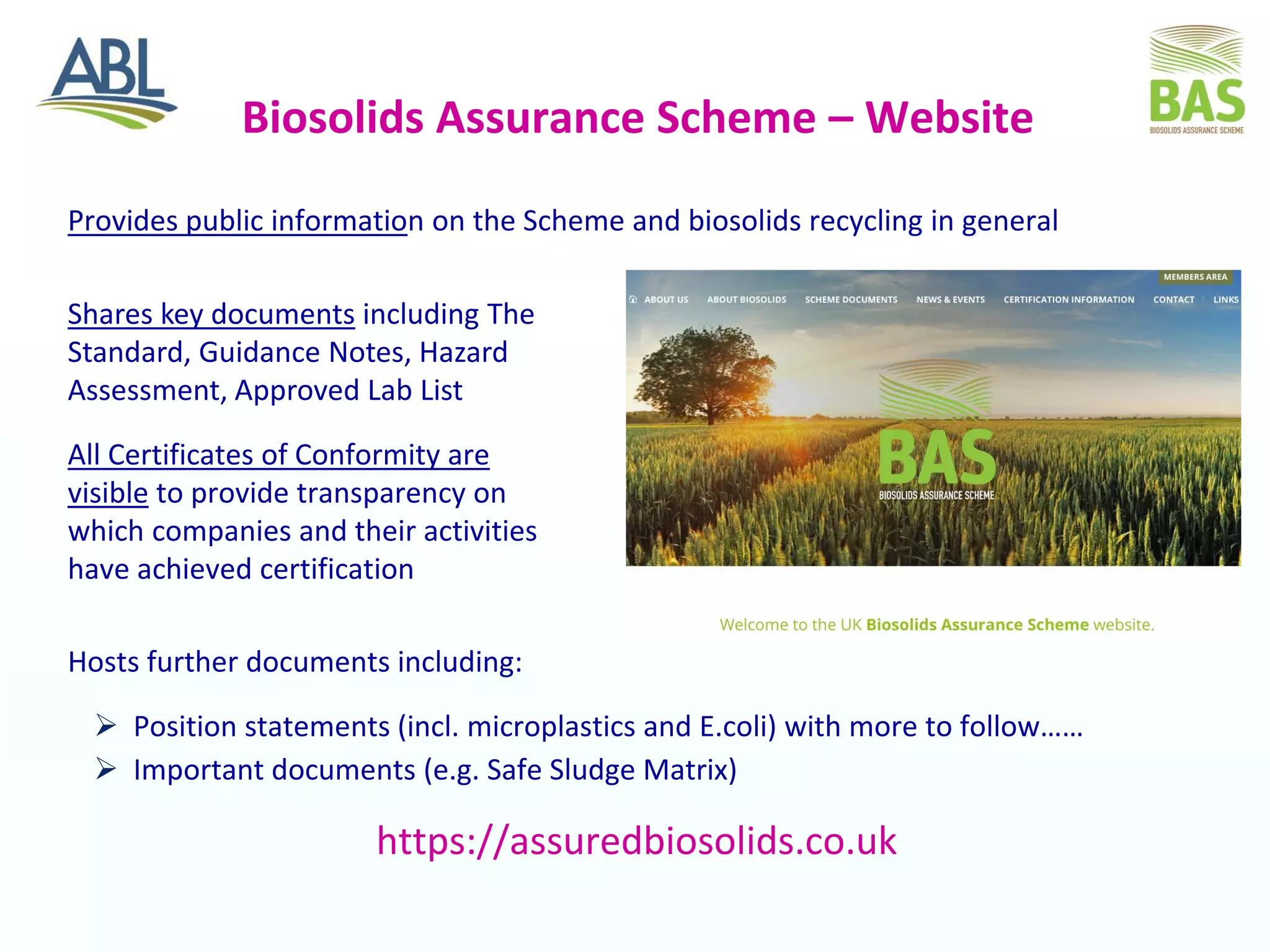 Biosolids Assurance Scheme: Maintaining confidence in biosolids ...