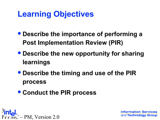 PMC post implementation review | PPT