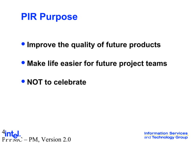 PMC post implementation review | PPT