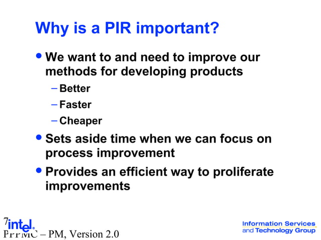 PMC post implementation review | PPT
