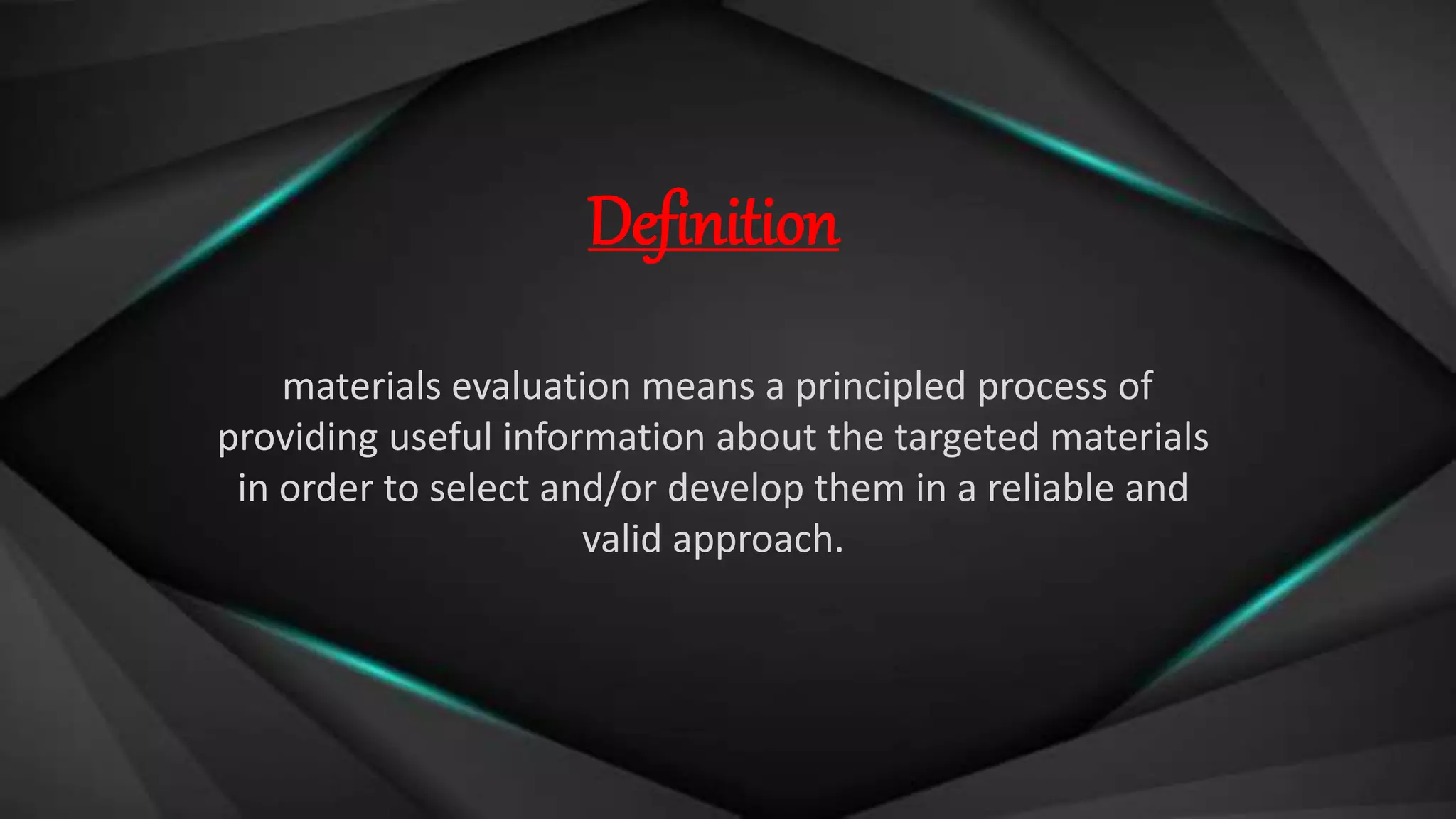 material evaluation IN ESP | PPTX