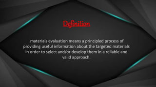 material evaluation IN ESP | PPTX