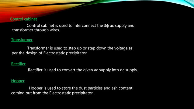 Electrostatic precipitator's ESP Project MiniProject EEE Electrical | PPTX | Chemistry | Science