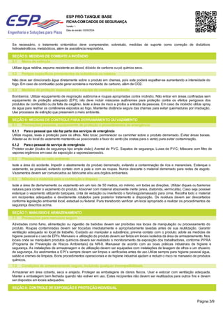 Ficha de Segurança do Produto Químico ESP PRÓ-TANQUE BASE: Uso ...