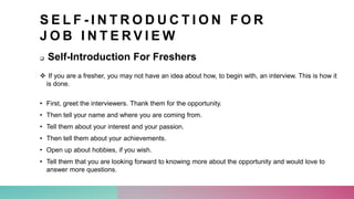 Job interview slides for self introduction | PDF