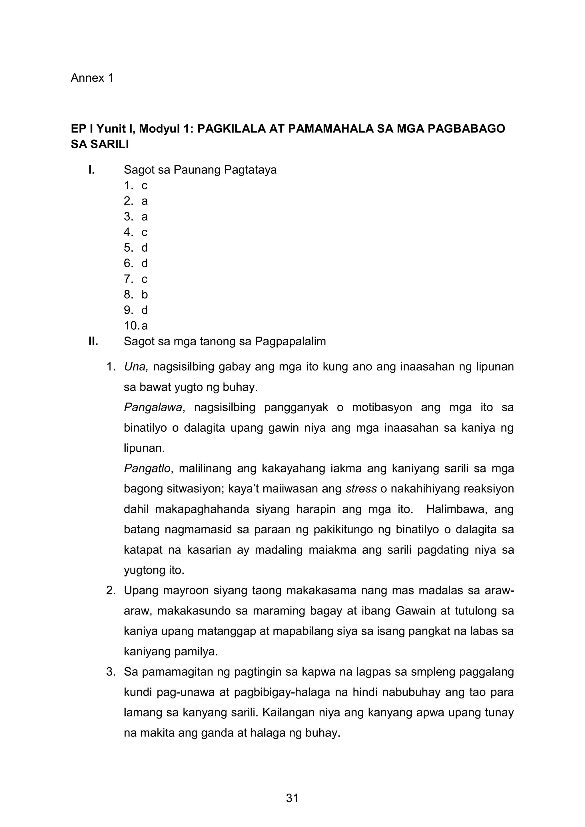 K TO 12 GRADE 7 LEARNING MATERIAL IN EDUKASYON SA PAGPAPAKATAO (Q1-Q2) | PDF