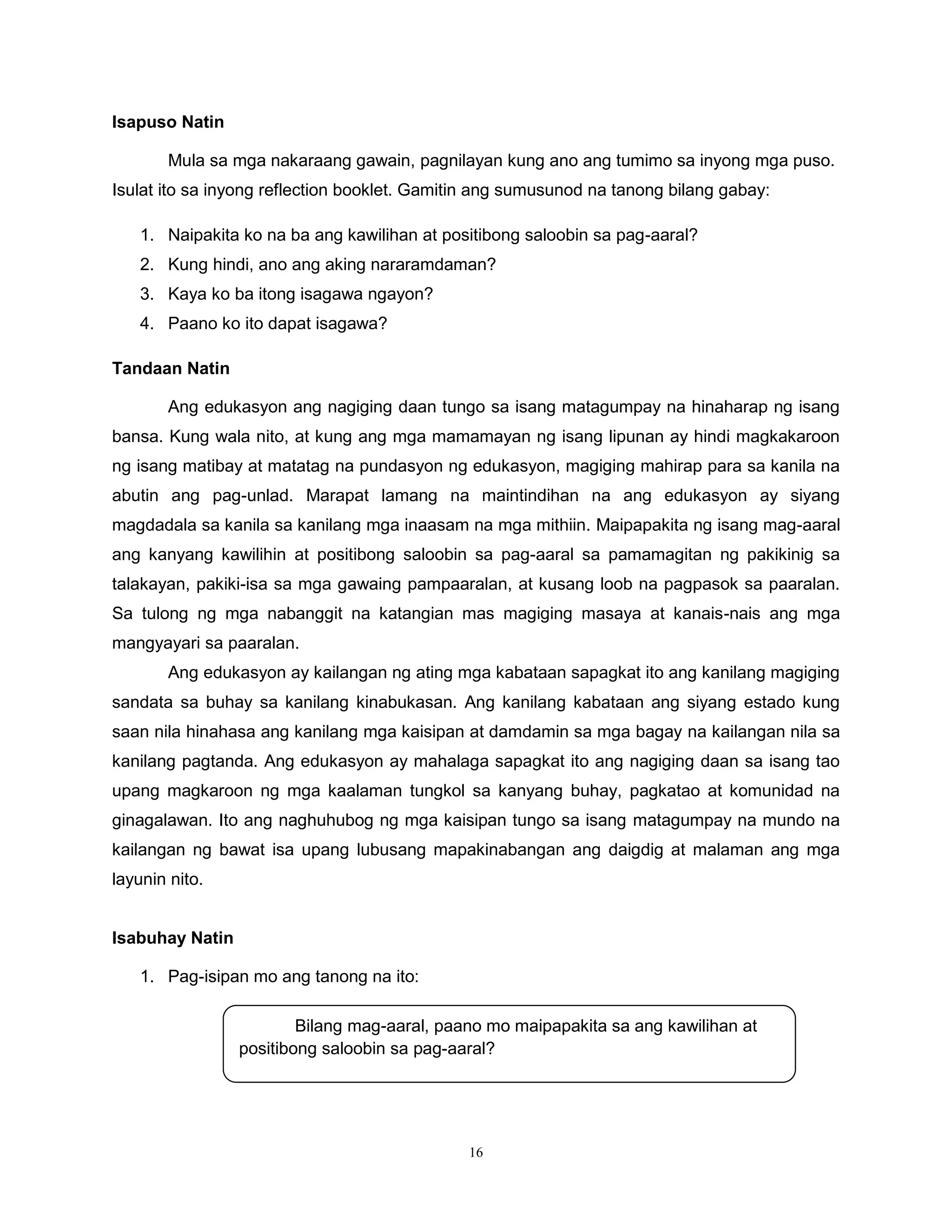 K TO 12 GRADE 5 LEARNER’S MATERIAL IN EDUKASYON SA PAGPAPAKATAO (Q1-Q4) | PDF