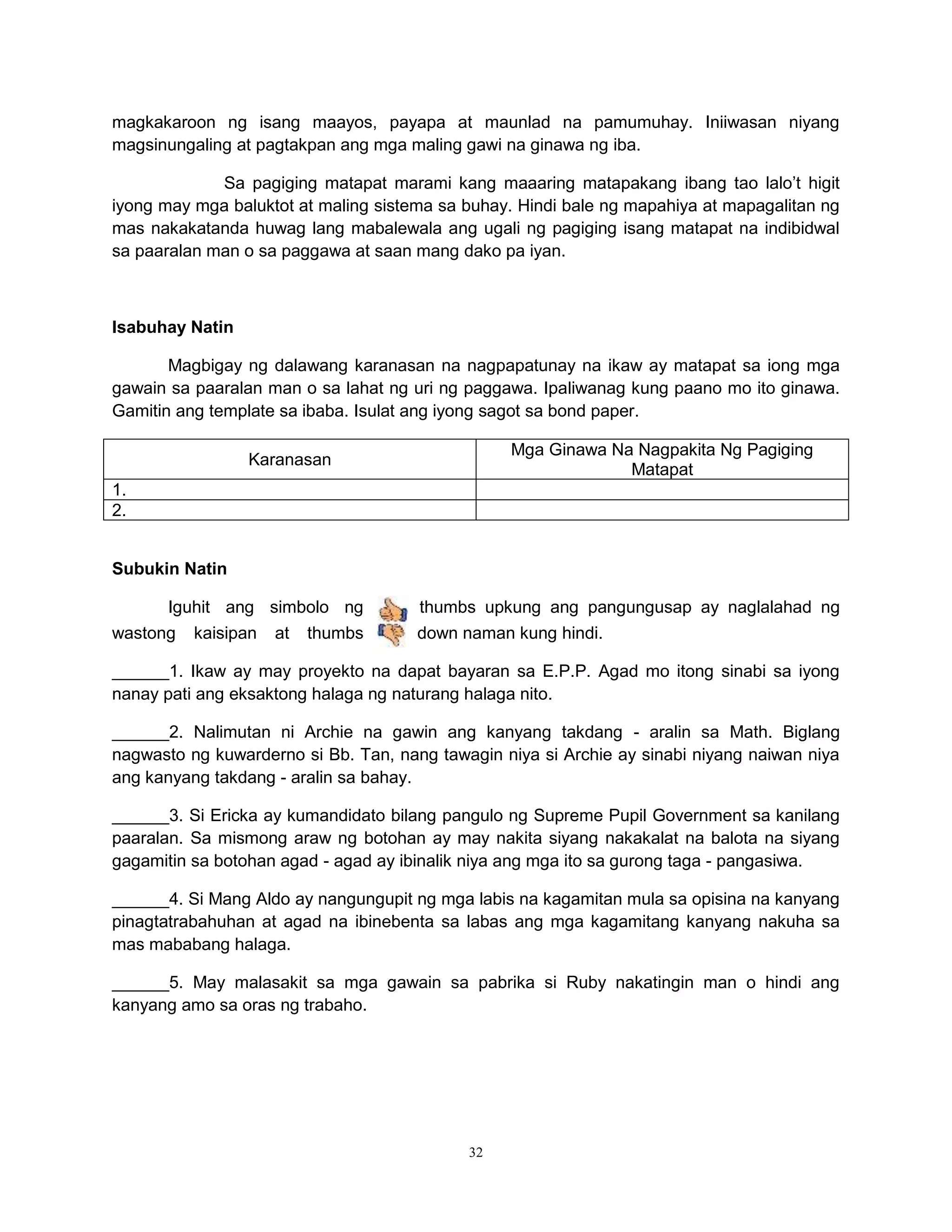 K TO 12 GRADE 5 LEARNER’S MATERIAL IN EDUKASYON SA PAGPAPAKATAO (Q1-Q4) | PDF
