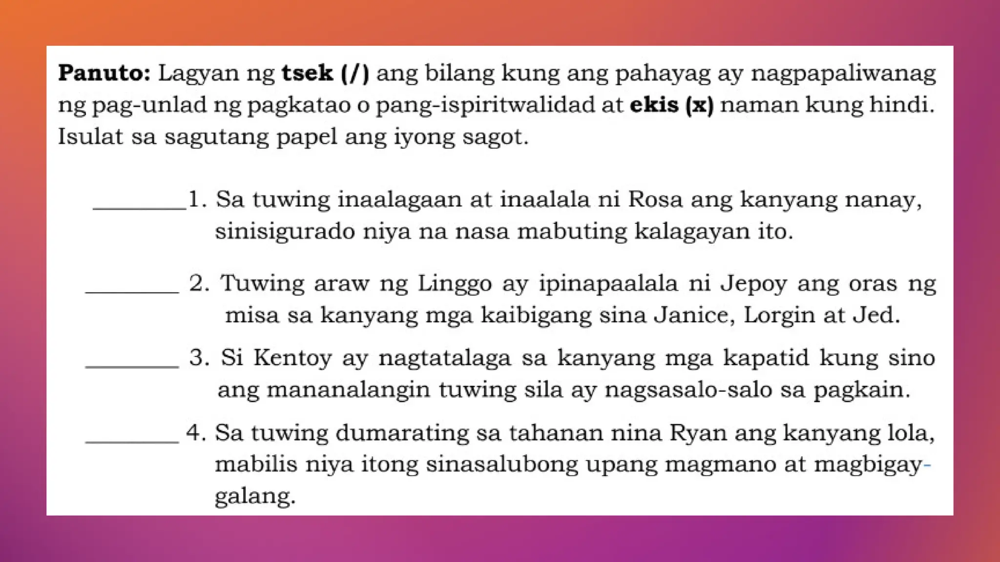ESP Q4 LESSON MODYUL 1 ISPIRITWALIDAD: NAGPAPAUNLAD NG PAGKATAO | PPTX